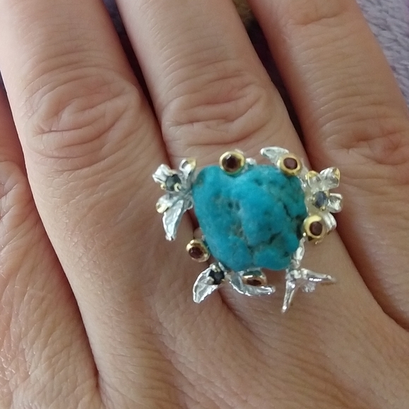 Jewelry | Beautiful Genuine Arizona Turquoise Art Ring | Poshmark